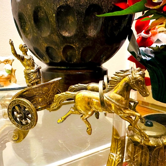 Accents | French Vintage Roman Chariot Heavy Brass Horse Racing Style ...
